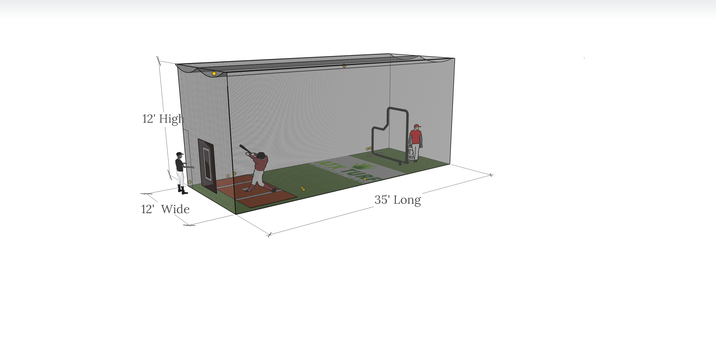 35' Batting Cage Package: Turf, Nets, Hardware & L-Screen - ATXTurf ...