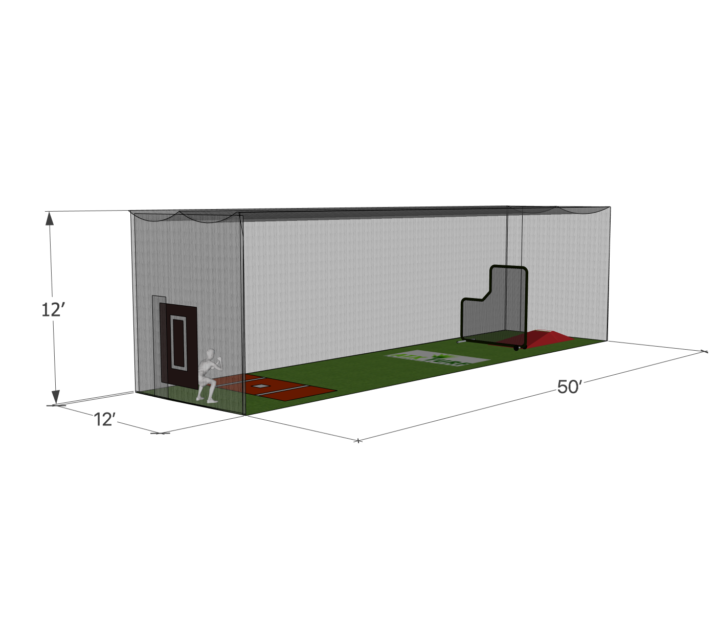 50' Long Batting Cages | 10'H x 10'W | 10'H x 12'W | 12'H x 12'W ...
